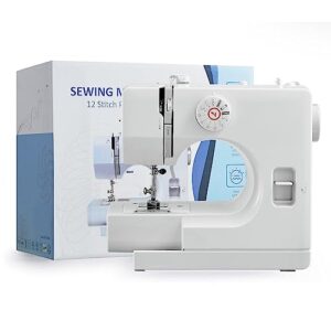 JUCVNB Mini Sewing Machine for Beginners, Small Portable Sewing Machine for Kids, Adult Mending Machine with Reverse Sewing and 12 Built-In Stitches, Suitable for Household and Travel