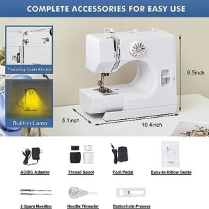 JUCVNB Mini Sewing Machine for Beginners, Small Portable Sewing Machine for Kids, Adult Mending Machine with Reverse Sewing and 12 Built-In Stitches, Suitable for Household and Travel