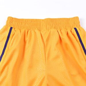 DITOGQAR Basketball Shorts for Men,Mens Retro Shorts Workout Gym 90s Fans 8/24 Black Mesh Quick Dry Basketball Athleic Shorts Yellow 24 Size L