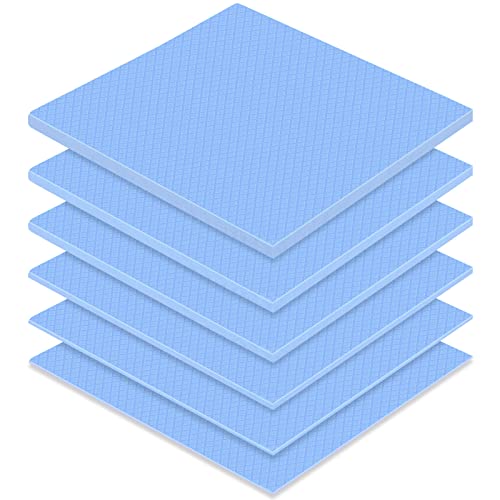 Frienda 6 Pcs Thermal Pad 100 x 100 mm, 0.5 mm, 1 mm, 1.5 mm, 2 mm, 2.5 mm, 3 mm Heat Resistant Conductive Silicone Pad Thermal Pads Conductivity 6.0 W/M for Laptop Heatsink CPU GPU SSD IC LED Cooler