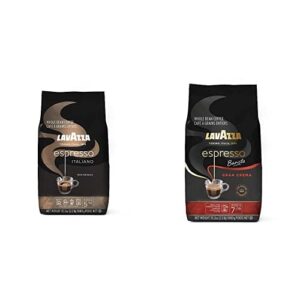 bundle of 1 lavazza espresso italiano whole bean coffee blend, medium roast, 100% arabica, 2.2 pound+ lavazza espresso barista gran crema whole bean coffee blend, medium espresso roast, 2.2 pound