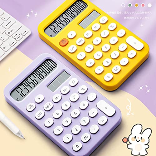 Cute Desk Calculator, Basic Desktop Calculator, 12 Digit Pocket Calculators Desktop with Large LCD Display for Office Home and School (Purple)