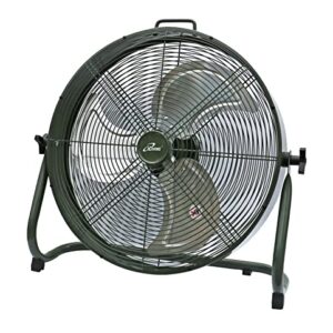 iLiving 18" Rechargeable Battery Operated Camping Floor Fan, High Velocity Portable Outdoor Fan with Metal Blade, With Built-in Lithium Battery for Whole Day Usage, 18 Inches, Military Green