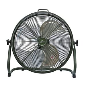 iLiving 18" Rechargeable Battery Operated Camping Floor Fan, High Velocity Portable Outdoor Fan with Metal Blade, With Built-in Lithium Battery for Whole Day Usage, 18 Inches, Military Green