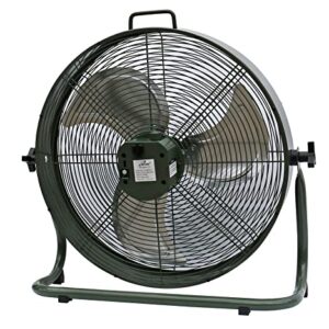 iLiving 18" Rechargeable Battery Operated Camping Floor Fan, High Velocity Portable Outdoor Fan with Metal Blade, With Built-in Lithium Battery for Whole Day Usage, 18 Inches, Military Green