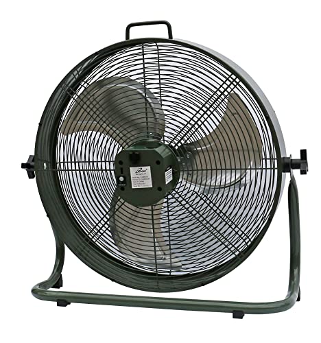 iLiving 18" Rechargeable Battery Operated Camping Floor Fan, High Velocity Portable Outdoor Fan with Metal Blade, With Built-in Lithium Battery for Whole Day Usage, 18 Inches, Military Green