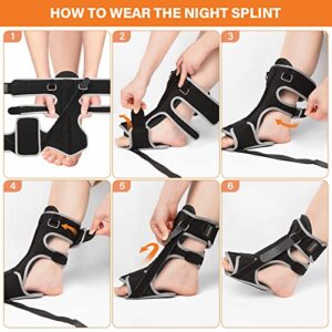 HOOMTREE Plantar Fasciitis Night Splint,Adjustable Foot Orthotic Brace,Foot Brace with Support Plate,Day&Night Foot Drop Brace Support for Plantar Fasciitis Achilles Tendonitis Heel Spurs Pain Relief