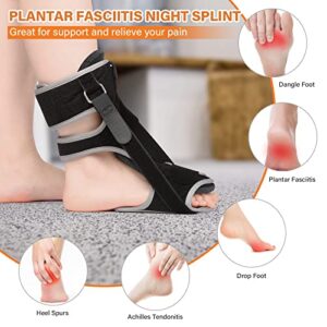 HOOMTREE Plantar Fasciitis Night Splint,Adjustable Foot Orthotic Brace,Foot Brace with Support Plate,Day&Night Foot Drop Brace Support for Plantar Fasciitis Achilles Tendonitis Heel Spurs Pain Relief