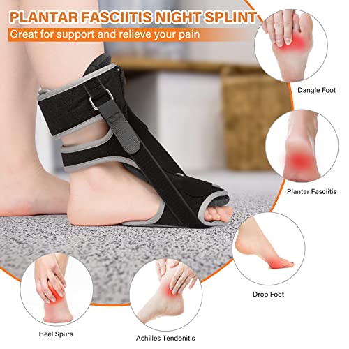 HOOMTREE Plantar Fasciitis Night Splint,Adjustable Foot Orthotic Brace,Foot Brace with Support Plate,Day&Night Foot Drop Brace Support for Plantar Fasciitis Achilles Tendonitis Heel Spurs Pain Relief