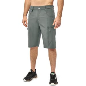 meloo men's hiking cargo shorts - 12" lightweight outdoor golf shorts quick dry fishing camping casual travel pockets grey l