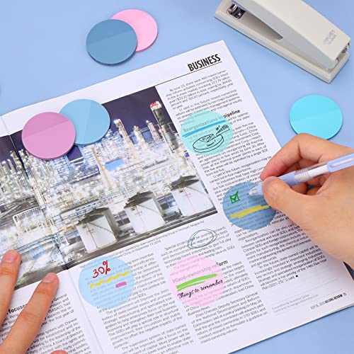 EOOUT Round Sticky Notes, 6 Pack, 300 Sheets, School Supplies, 1.75 Inches, Morandi, Cute Round, Clear Pads Waterproof Tabs, Page Markers