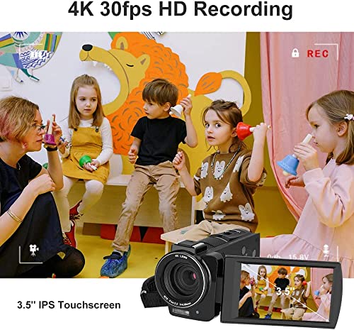 ORDRO 4K Camcorder Video Camera New 1080P 60FPS 30X Digital Zoom Vlog Camera IR Night Vision WiFi Camcorder with Mic, Wide Angle Lens, Handheld Holder, 64GB SD Card