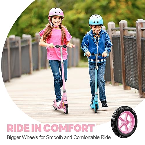 Kids Electric Scooter Ages 6-12 Gobazaar, Colorful LED Lights, Up to 8-10 MPH & 7.5 Miles,150W Electric Scooter for Kids with 3-Speed Adjustment,4-Height (Pink)