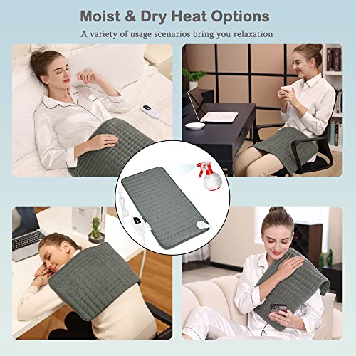 Heating Pad for Back Pain Relief, Electric Heating Pads for Cramps/Neck/Waist/Shoulder with 6 Heat Settings 4 Timers and Auto-Off,Moist & Dry Heat Option(24"x12",Dark Gray)