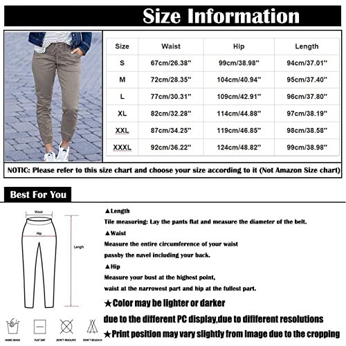 Stretchy Work Pants for Women, Beach Pants Women Striped Pants Women's Flowy Pants with A Tie Fashion Summer Slim Pocket Cropped Solid Color Lace Casual Pants High Waist Wide Pants (M, Army Green)