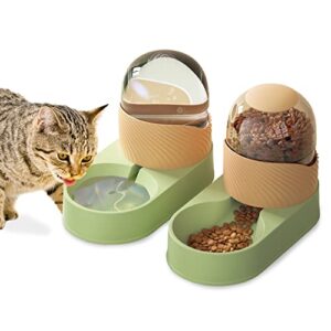 bnosdm automatic 2 pcs cat dog feeders cat food and water dispenser set 2l gravity pet food feeder water bowl dispenser, self feeding station for cat puppy small dog