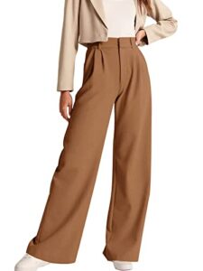 nimin high waisted work pants for women loose dress pants trousers stretchy business casual pants with pockets brown large