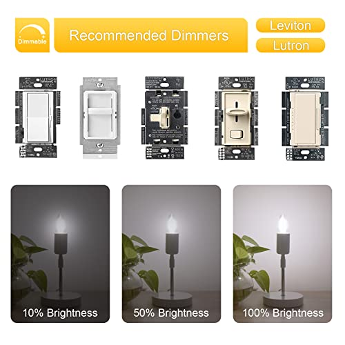 B11 E12 LED Candelabra Bulbs 40W Equivalent, Dimmable LED Candle Light Bulbs, 4Watt 4000K Natural White, 3-Pack