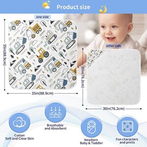 Ceiurey Excavator Truck Baby Boys Girls Bath Towel White Blue Car Hooded Towels Newborn Toddlers Organic Cotton Washcloths Shower Beach Towel 30 x 30 Inch