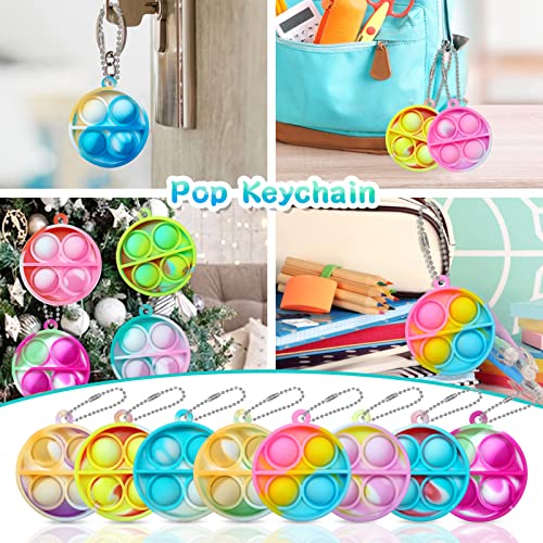 ONKULL® Pop Keychain Fidget Toys , 30 Pcs Pop Keychain Fidget Toys It for Kids Party Favors Mini Fidgets Packs Sensory Stress Relief Popper Toys Party Gift for Boys Girls Adults