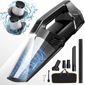 blestan handheld vacuum cordless car vacuum with led light, 9000pa hand vacuum portable mini vacuum, hand held vacuum cleaner for home car office, black