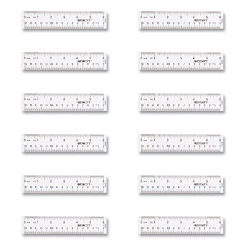 Westcott Clear Flexible Acrylic Ruler, Standard/Metric, 6" (15 Cm) Long, Clear, 12/Box