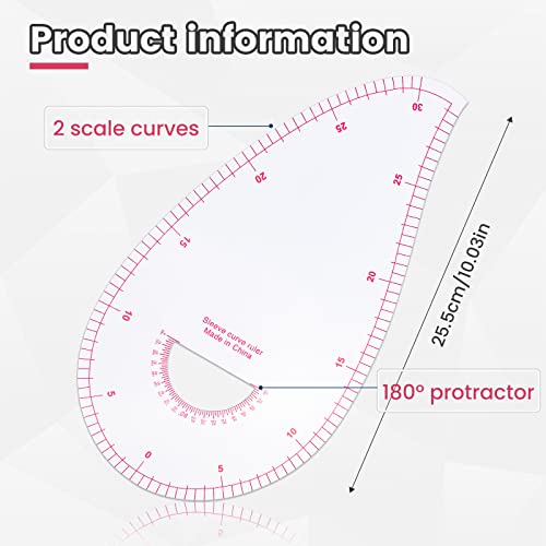 Armhole Ruler, French Curve Ruler for Pattern Making,Sewing Pattern Armhole Ruler,Curve Ruler for Sewing French Curve Rulers Ruler for Clothing Designer,Great for Sewing, Painting,and DIY Craft,Pink