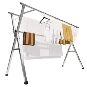 hjwtcql 95in （150-240cm） clothes drying rack,drying rack clothing folding indoor outdoor,heavy duty stainless steel laundry drying rack（10.38pounds） with clothes drying rack windproof hooks 30pc