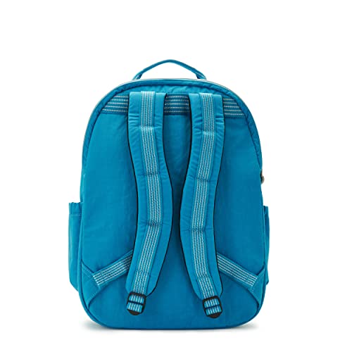 Kipling Women's Seoul 17” Laptop Backpack, Durable, Roomy with Padded Shoulder Straps, Nylon Bag, Eager Blue Fun, 13.5''L x 18.3''H x 7.8''D