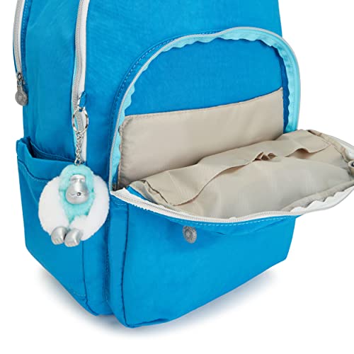 Kipling Women's Seoul 17” Laptop Backpack, Durable, Roomy with Padded Shoulder Straps, Nylon Bag, Eager Blue Fun, 13.5''L x 18.3''H x 7.8''D