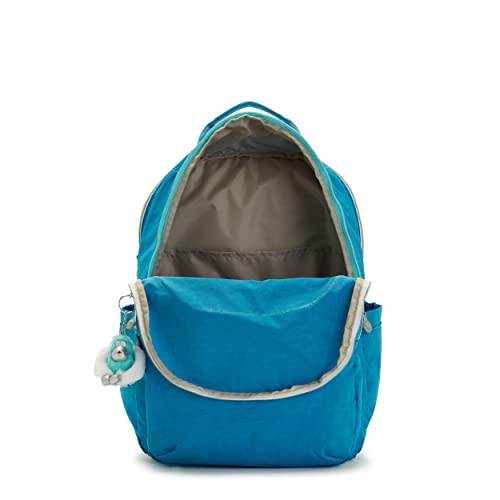 Kipling Women's Seoul 17” Laptop Backpack, Durable, Roomy with Padded Shoulder Straps, Nylon Bag, Eager Blue Fun, 13.5''L x 18.3''H x 7.8''D