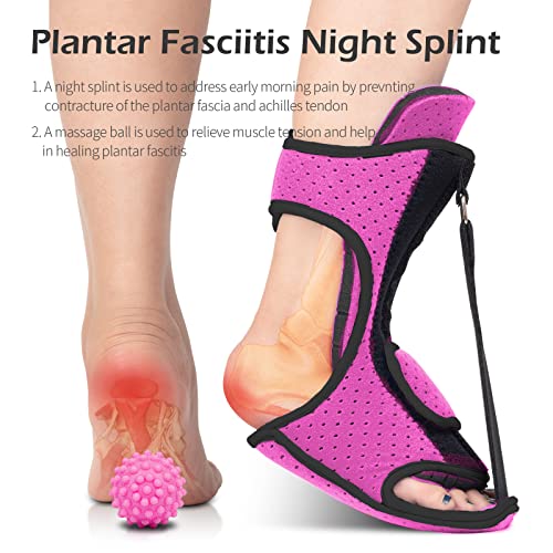 Lamaral Plantar Fasciitis Night Splint: Foot Brace with Massage Ball | Effective for Foot Pain Relief by Plantar Fasciitis Achilles Tendonitis Foot drop Flat Arch Heel Spur | Comfortable & Easy Use for Women Men