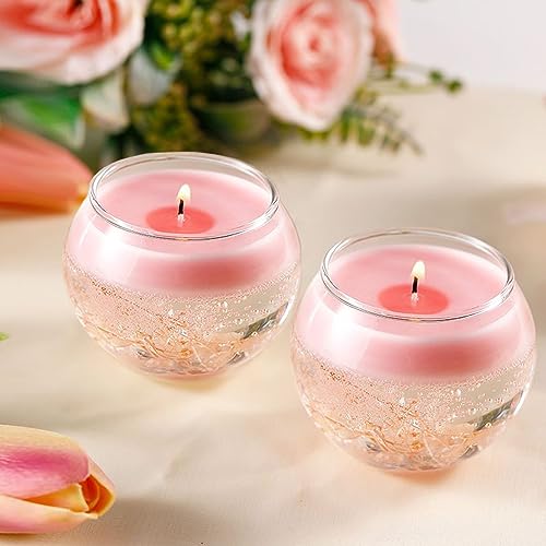 Trooweal Floral Scented Candle with Dried Flowers, Candles Gifts for Women Birthday Gifts Mother's Day Gifts Anniversary, Pink Decorative Aesthetic Candles for Home Decor, Pack of 2