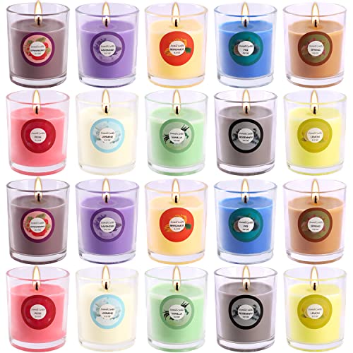 20 Pack Strong Scented Candles Gift Set with 10 Fragrances for Home and Women, Aromatherapy Soy Wax Glass Jar Candle