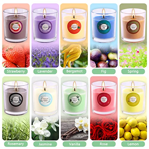 20 Pack Strong Scented Candles Gift Set with 10 Fragrances for Home and Women, Aromatherapy Soy Wax Glass Jar Candle