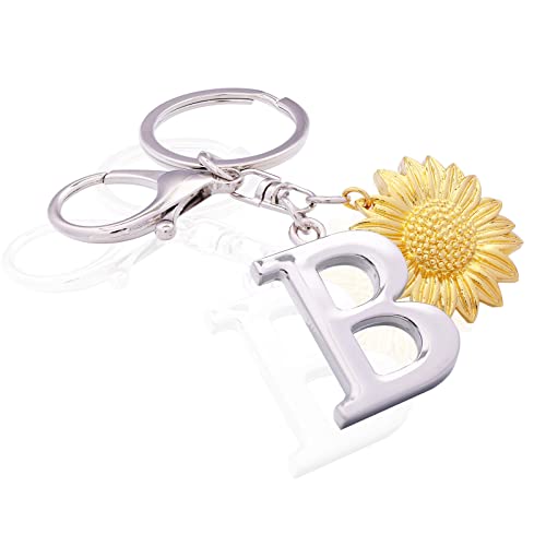 Silver Letter B Keychain for Women Men Purse Handbags Metal Alphabet Initial Letter Key Ring Keychain