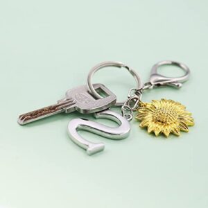 Silver Letter B Keychain for Women Men Purse Handbags Metal Alphabet Initial Letter Key Ring Keychain