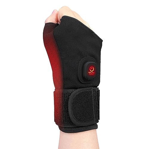 Carpal Tunnel Wrist Brace Support, Electric Hand Heating Pad Heated Wrap for De Quervain’s tendonitis, Rheumatoid Arthritis, Joint Pain Relief Auto Shut Off, Fit for Men and Women, Right Hand