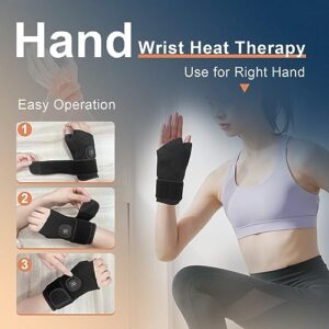 Carpal Tunnel Wrist Brace Support, Electric Hand Heating Pad Heated Wrap for De Quervain’s tendonitis, Rheumatoid Arthritis, Joint Pain Relief Auto Shut Off, Fit for Men and Women, Right Hand