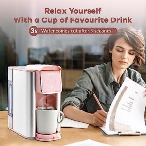 Mecity Pink Coffee Maker 3-in-1 Single Serve Coffee Machine, For K-Cup Coffee Capsule, Ground Coffee, Loose Tea, 6 to 10 Ounce Cup, Removable 50 Oz Water Reservoir, 120V 1150W