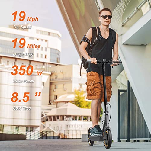 NAVIC T5 Electric Scooter, Up to 19 Miles Range, 19 Mph Folding Commute Electric Scooter for Adults with 8.5" Solid Tires, Dual Braking System and App Control