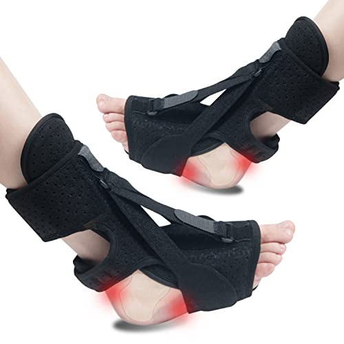 XRUIDI Upgrade Plantar Fasciitis Night Splint, Plantar Fasciitis Relief Brace with Arch Support, Foot Support Brace with 3 Adjustable Straps, Relief Foot Drop, Achilles Tendonitis, Heel Pain (Black 2)