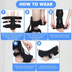 XRUIDI Upgrade Plantar Fasciitis Night Splint, Plantar Fasciitis Relief Brace with Arch Support, Foot Support Brace with 3 Adjustable Straps, Relief Foot Drop, Achilles Tendonitis, Heel Pain (Black 2)