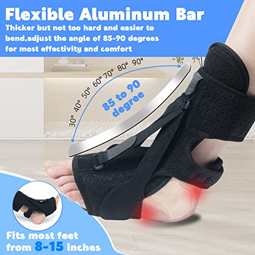 XRUIDI Upgrade Plantar Fasciitis Night Splint, Plantar Fasciitis Relief Brace with Arch Support, Foot Support Brace with 3 Adjustable Straps, Relief Foot Drop, Achilles Tendonitis, Heel Pain (Black 2)