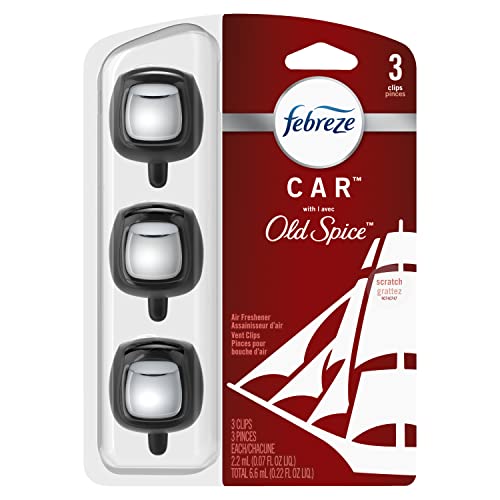 Febreze Old Spice Car Air Fresheners, Old Spice Scent, Odor Fighter for Strong Odor, Car Vent Clips (3 Count) (Pack of 2) Multicolor