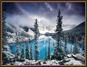 artxfovy stamped cross stitch kits beginners full range of embroidery starter kits for adults printed cross stitching diy needlepoint kit 11ct- beautiful lake aurora 15.7×19.7 inch