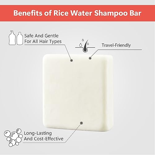 ikimi Rice Water Shampoo and Conditioner Bar Set for Hair Growth, 100g Shampoo Bar and 80g Conditioner Bar Made with Rice Water and Plant Extracts