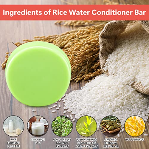 ikimi Rice Water Shampoo and Conditioner Bar Set for Hair Growth, 100g Shampoo Bar and 80g Conditioner Bar Made with Rice Water and Plant Extracts