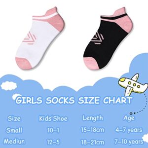 Comfoex Girls Socks For Kids 8-10 4-6 6-8 Years Old Ankle Athletic Socks Cotton Socks With Cushioned Sole 6 Pairs