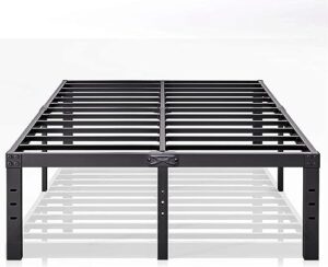 bed frame full size storage 18 inch tall,platform metal bedframe for kids boys girls, heavy duty anti squeak steel slats support,no box spring needed, easy assembly, noise free, black